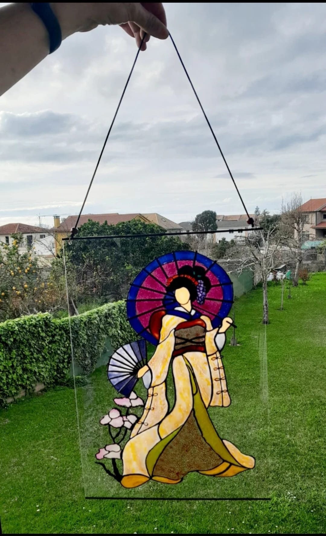 Geisha, Japan Suncatcher, Stained Glass, Home Decor, Panel, Asia ...