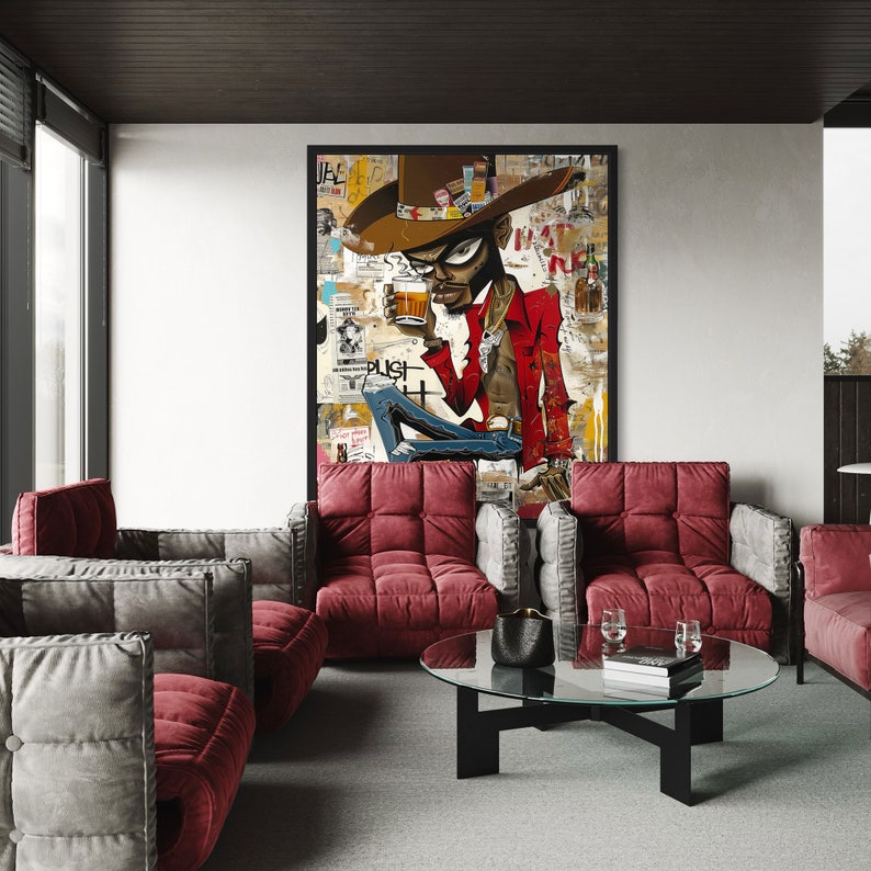 Urban Black Cowboy Art Print Cartoon Style African American Cowboy ...