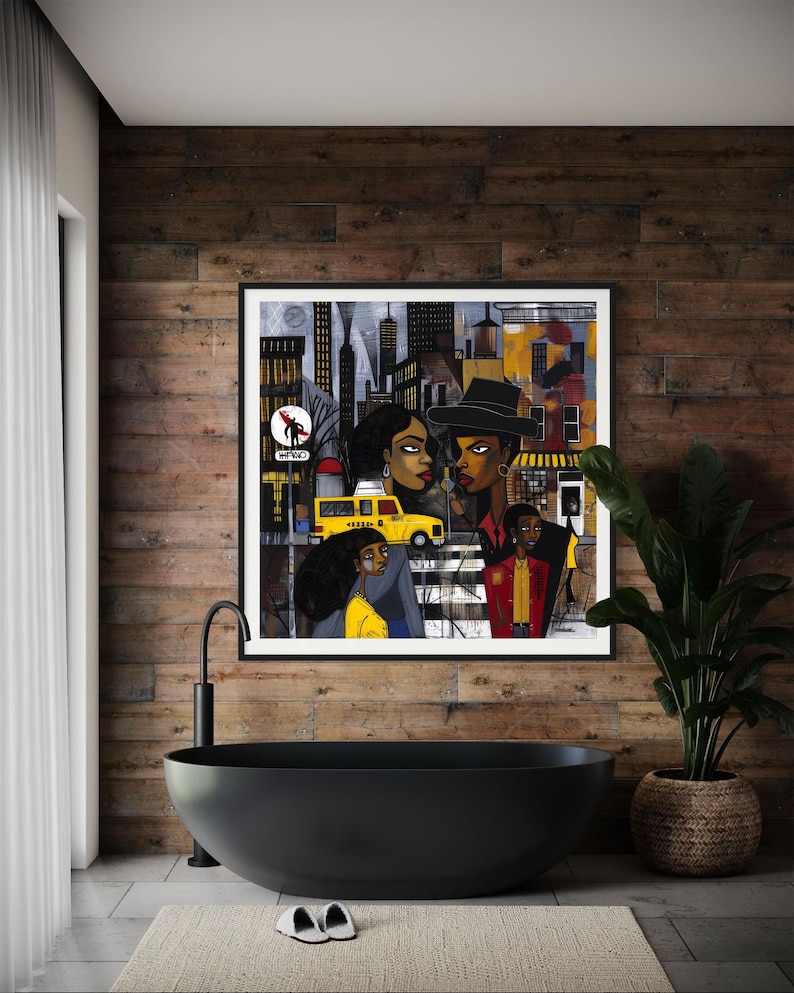Harlem Yellow Cab Graffiti Art Print: NYC Urban Landscape - Style 02 - Etsy