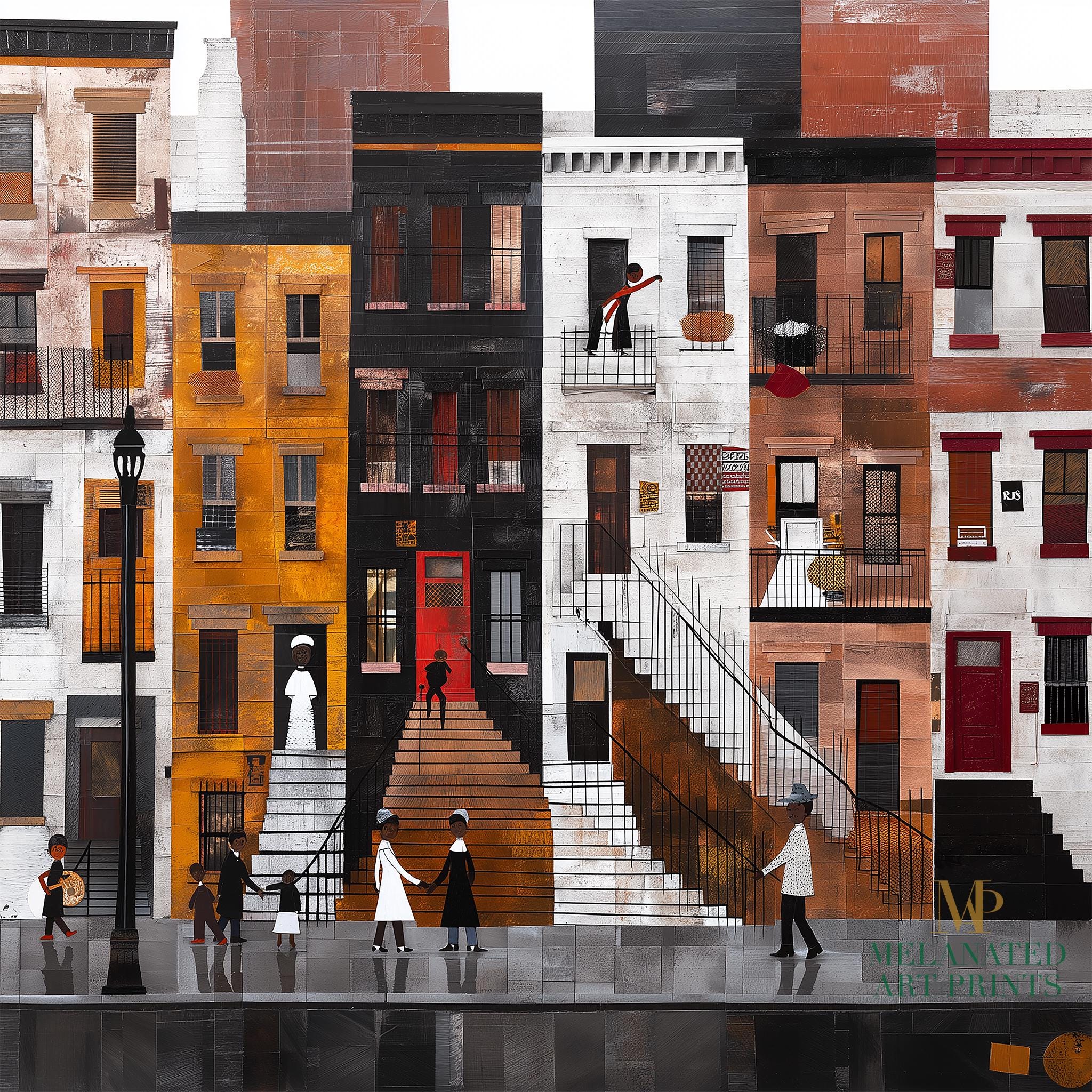 Harlem Street Life Art Print: Afrocentric Urban Wall Decor Digital Art ...