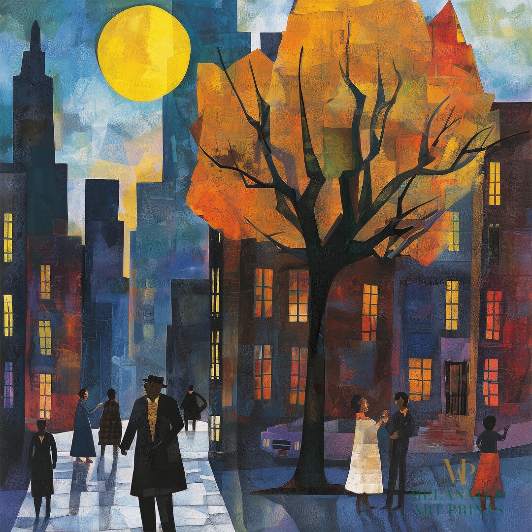 Harlem Neighborhood Street Life Art Print: Afrocentric Abstract Wall ...