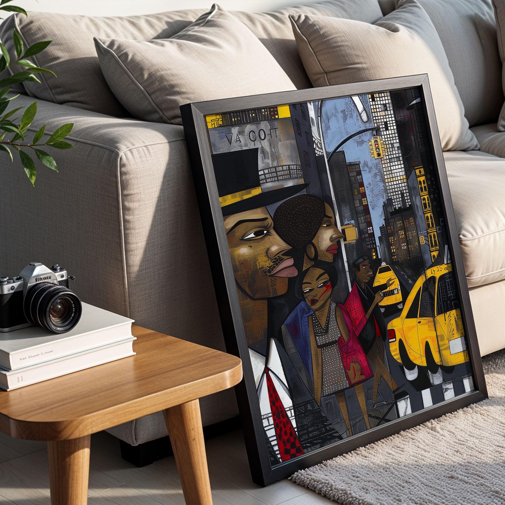 Harlem NYC Yellow Cab Art Print: Abstract Graffiti Landscape - Style 03 ...