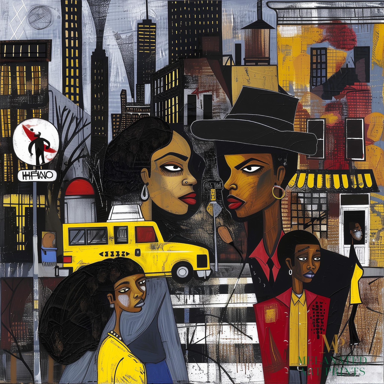 Harlem Yellow Cab Graffiti Art Print: NYC Urban Landscape - Style 02 - Etsy