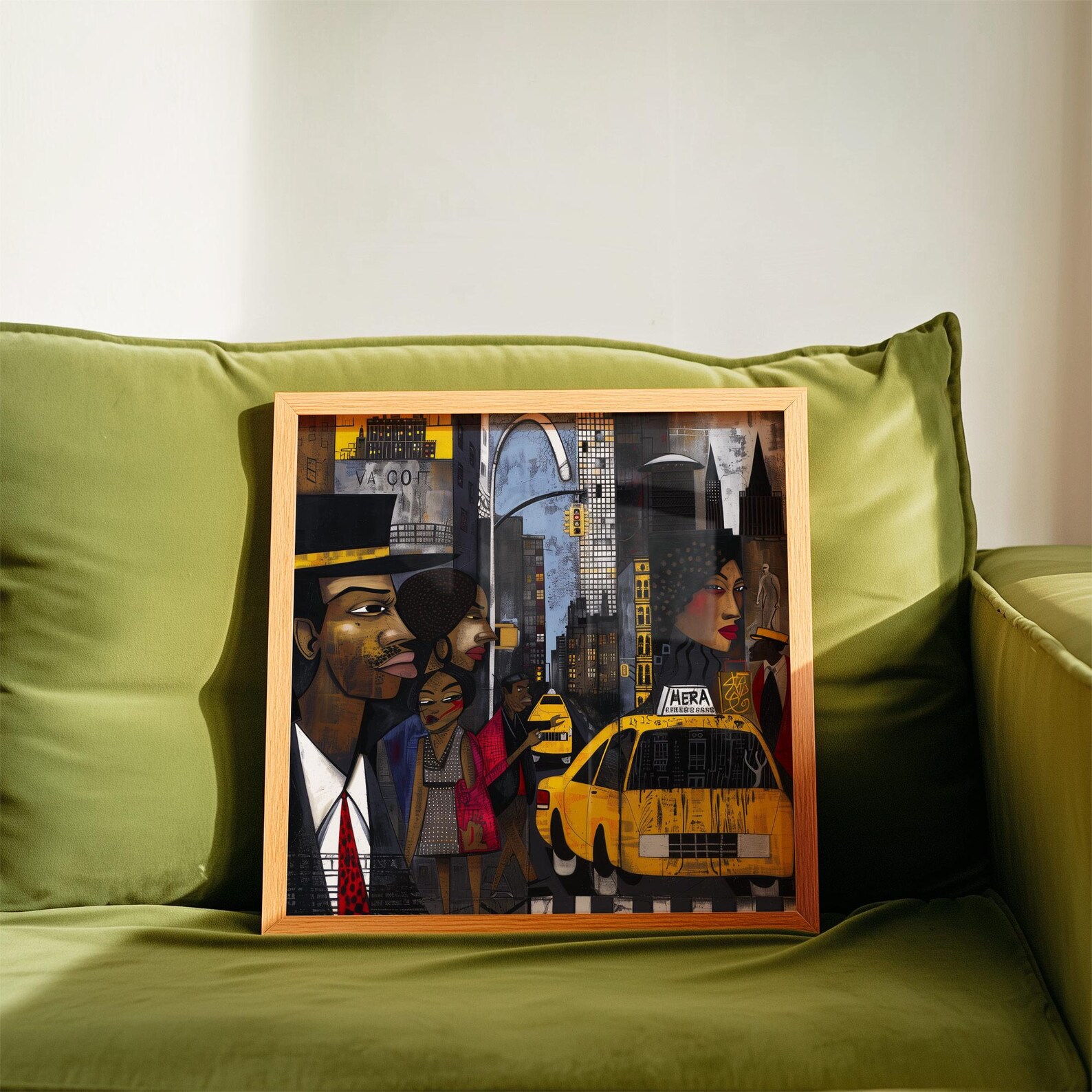 Harlem NYC Yellow Cab Art Print: Abstract Graffiti Landscape - Style 03 ...