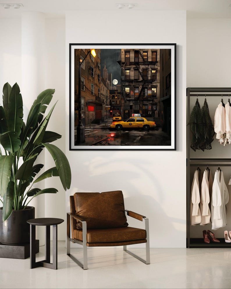 Harlem Moonlight Art Print: NYC Taxis at Night - Style 22 - Etsy