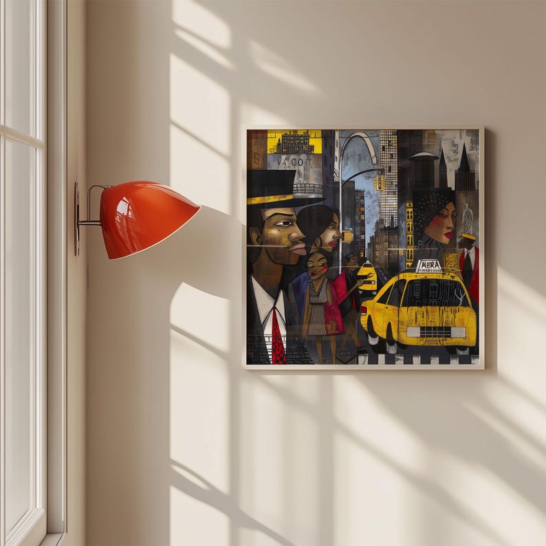 Harlem NYC Yellow Cab Art Print: Abstract Graffiti Landscape - Style 03 ...