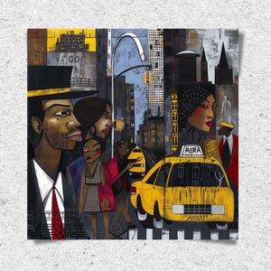 Harlem NYC Yellow Cab Art Print: Abstract Graffiti Landscape - Style 03 ...