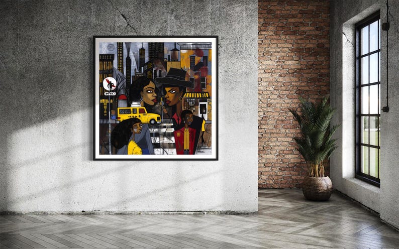 Harlem Yellow Cab Graffiti Art Print: NYC Urban Landscape - Style 02 - Etsy