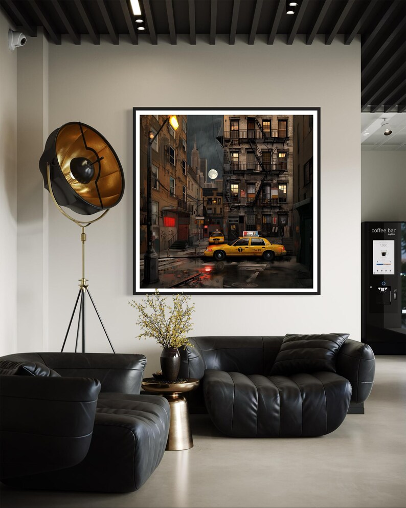 Harlem Moonlight Art Print: NYC Taxis at Night - Style 22 - Etsy