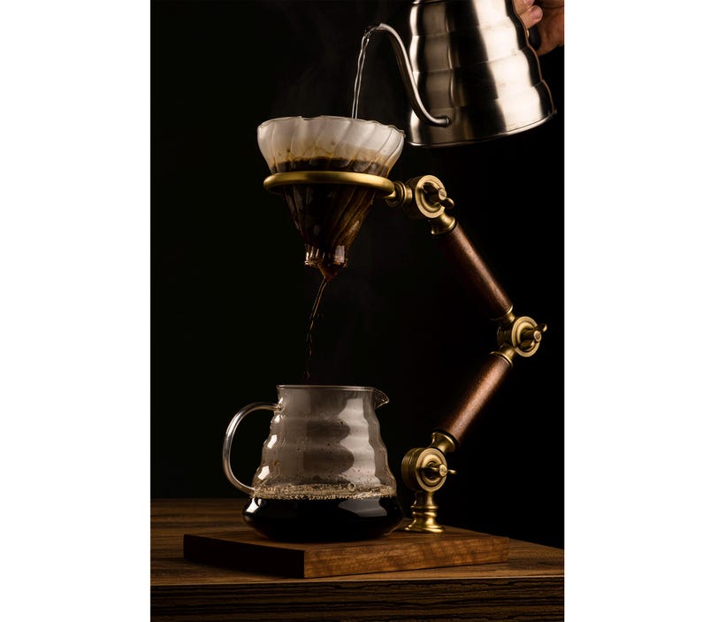 Elegant V60 Coffee Dripper Stand: Walnut Wood Base, Glass Dripper ...