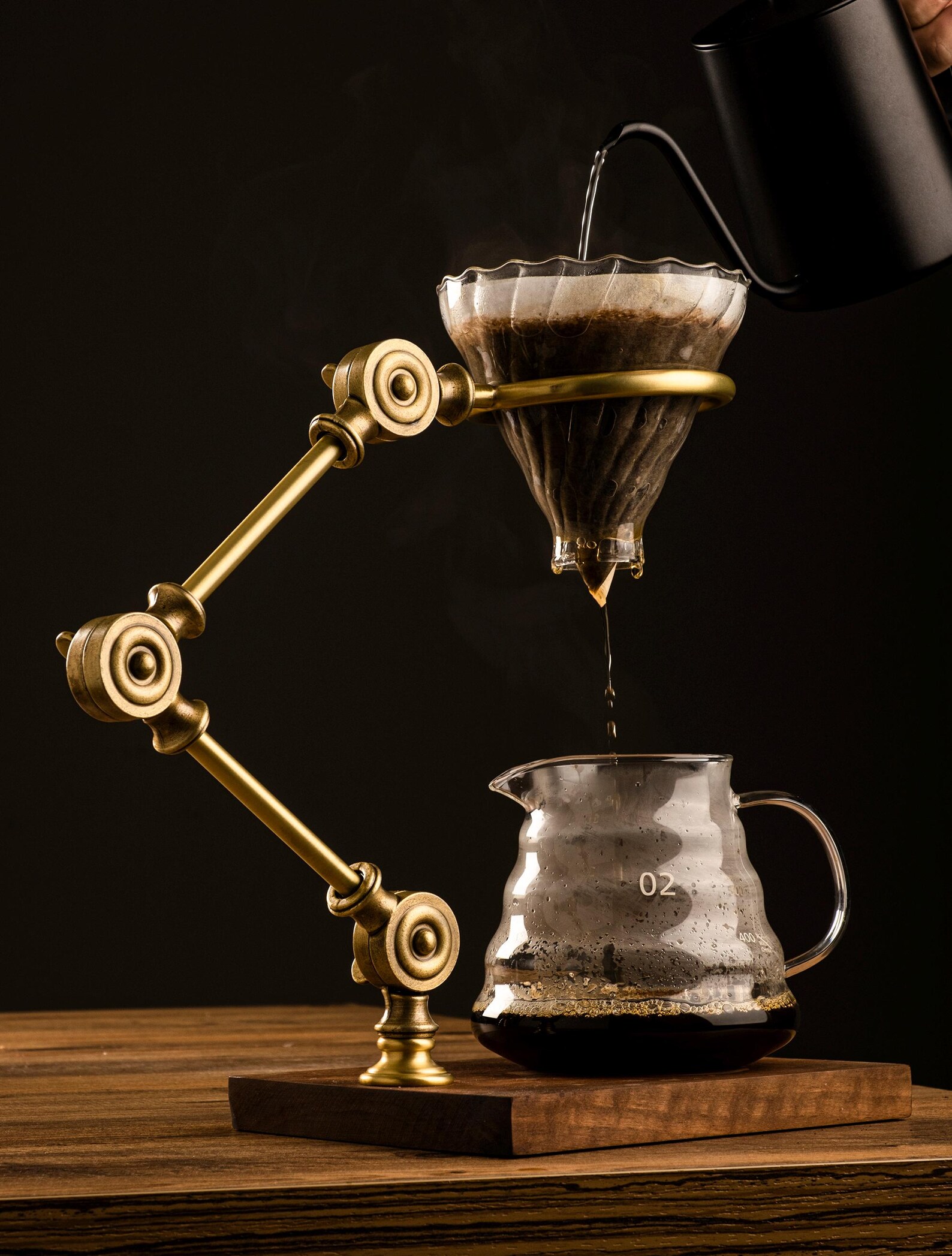 Elegant V60 Coffee Dripper Stand: Walnut Wood Base, Glass Dripper ...