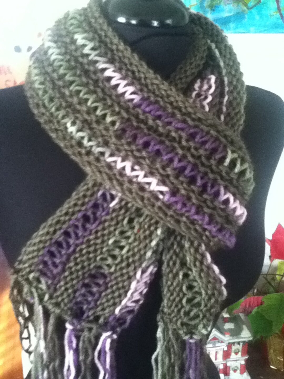 The Lunamuse Scarf - Openwork Lace Scarf With Fringe - PDF Knitting ...