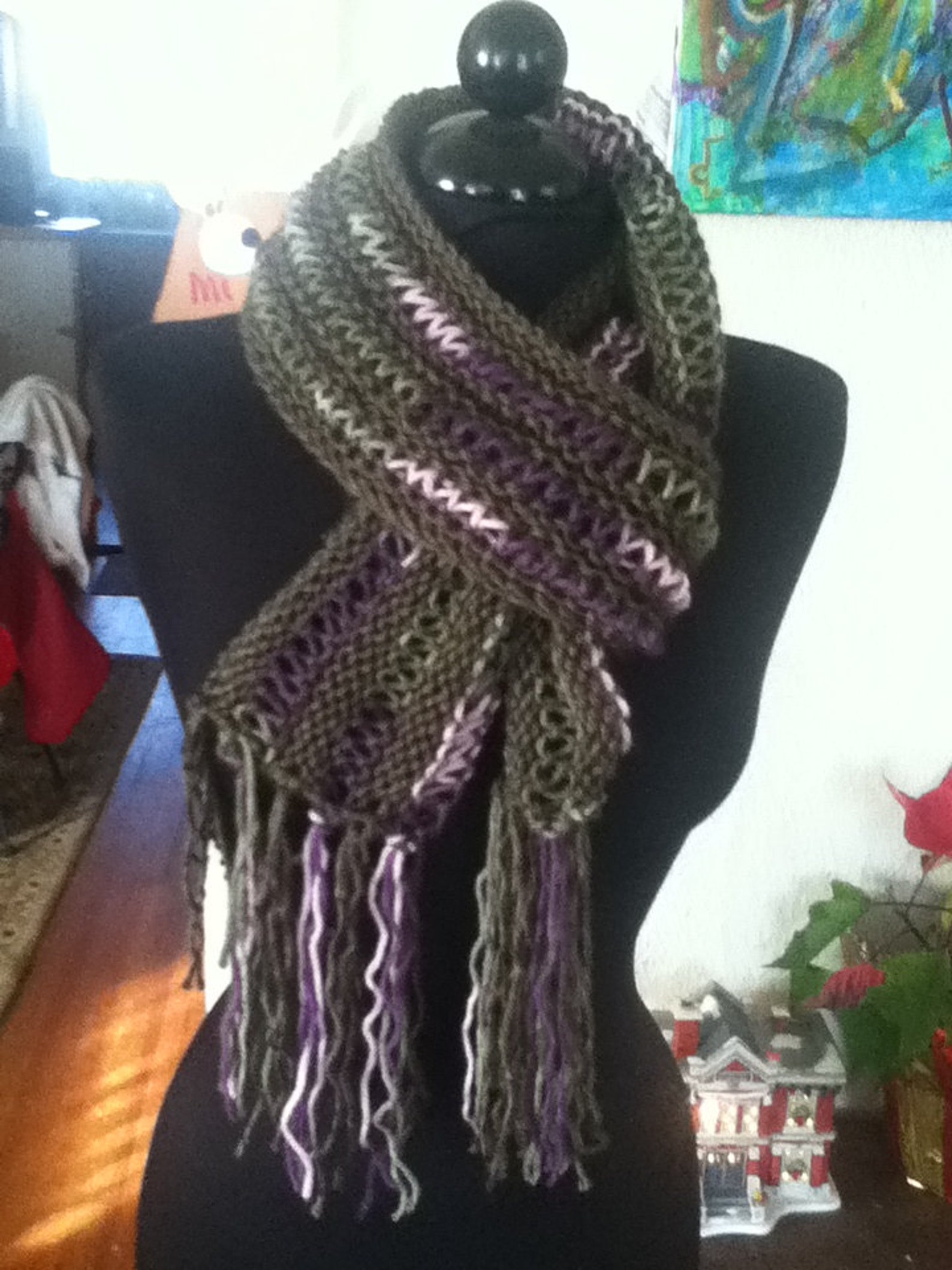 The Lunamuse Scarf - Openwork Lace Scarf With Fringe - PDF Knitting ...