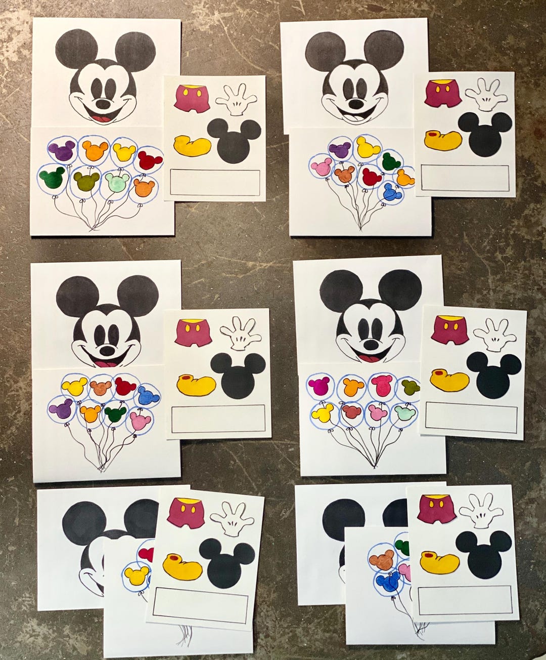 Mickey Mouse Foldable Greeting Cards With Envelopes Set of 6 - Etsy