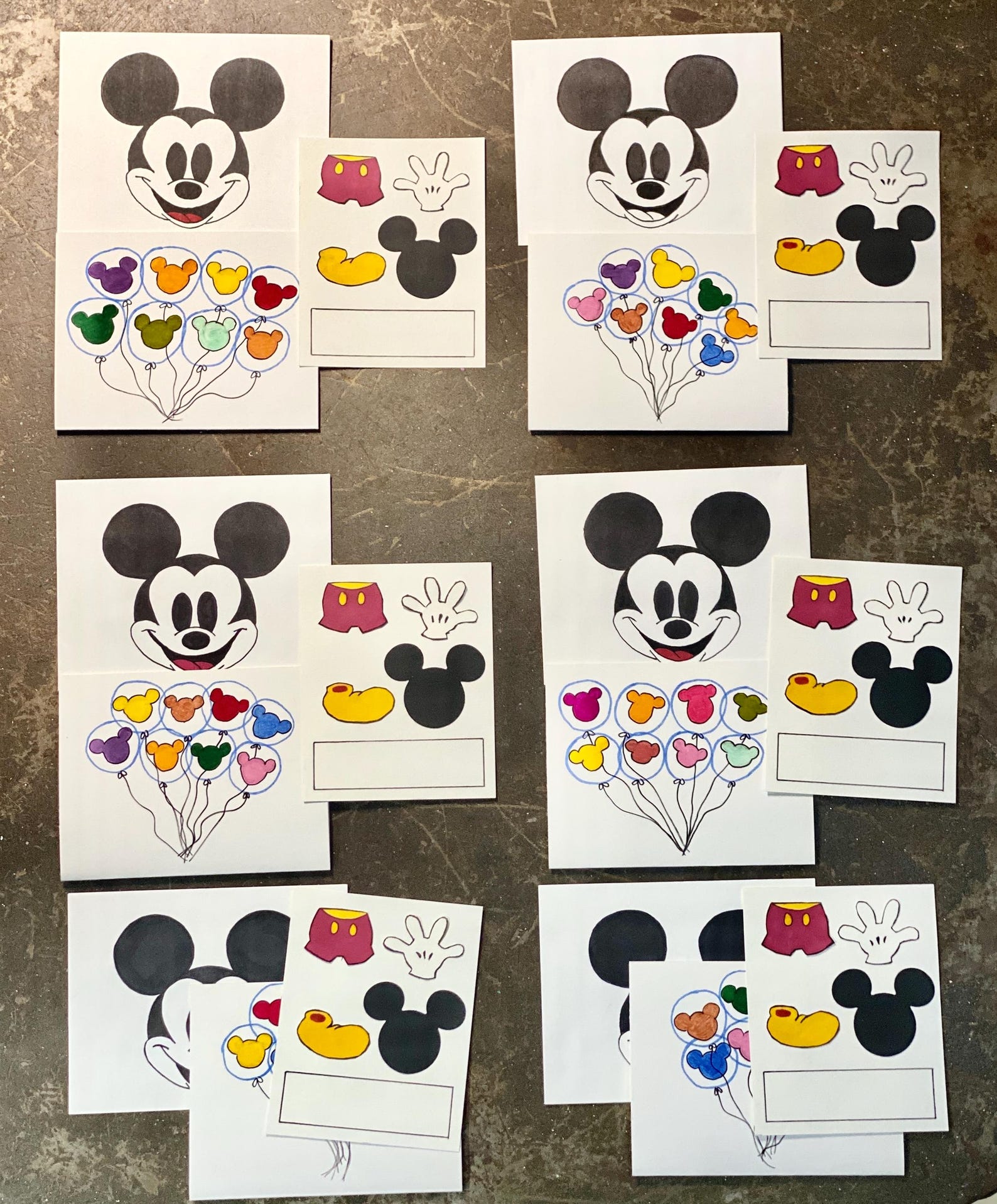 Mickey Mouse Foldable Greeting Cards With Envelopes Set of 6 - Etsy