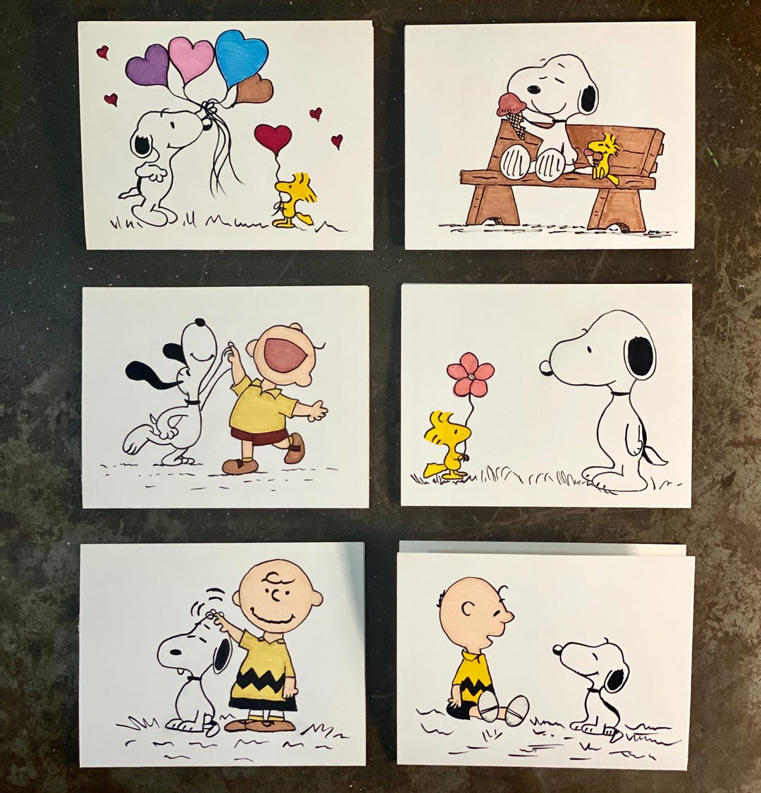 Snoopy and Charlie Brown Foldable Greeting Cards With Envelopes Set of ...