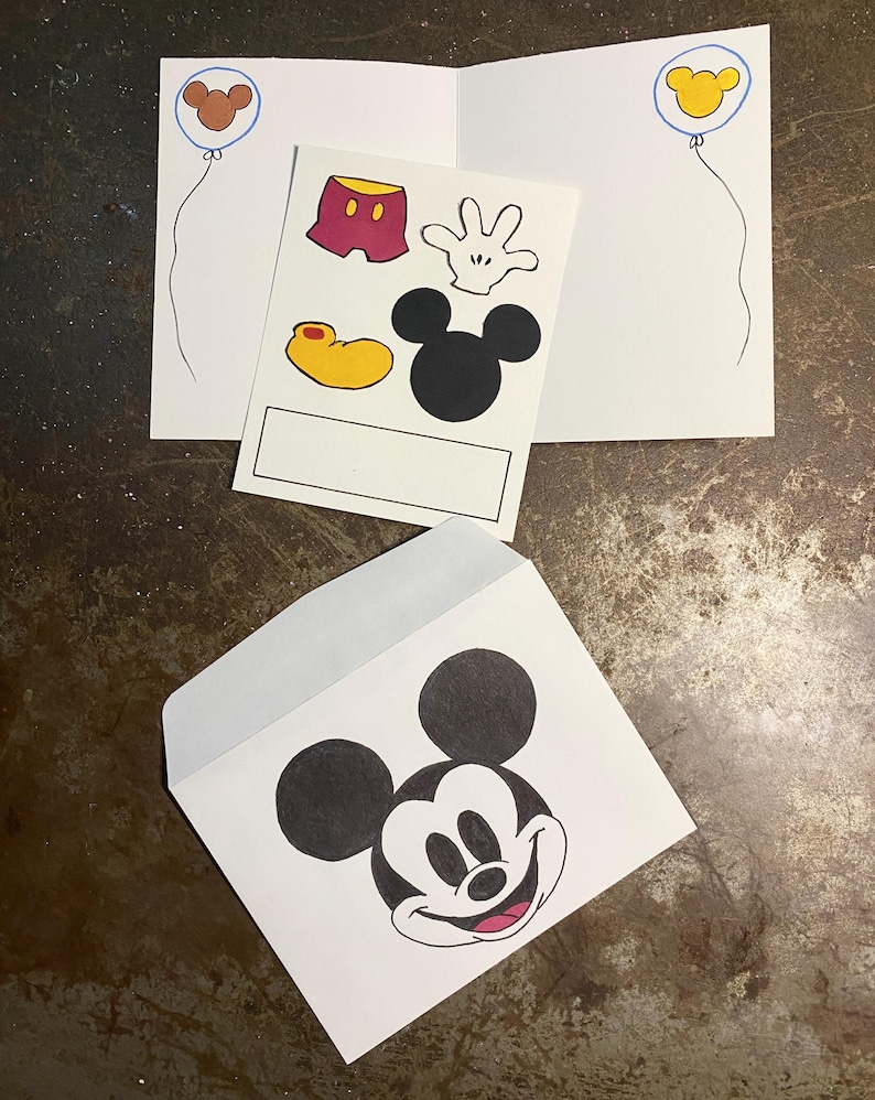 Mickey Mouse Foldable Greeting Cards With Envelopes Set of 6 - Etsy