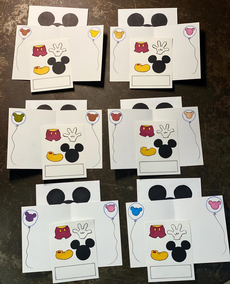 Mickey Mouse Foldable Greeting Cards With Envelopes Set of 6 - Etsy