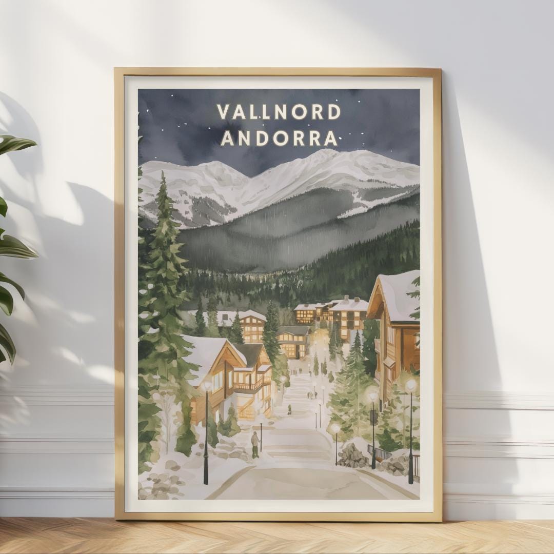 Vallnord Andorra Poster, Ski Resort Winter Print, Snowy Mountain ...