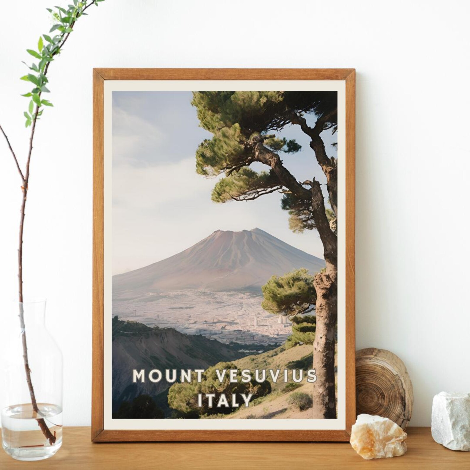 Mount Vesuvius Italy Poster, Volcano Wall Art, Naples Travel Print ...