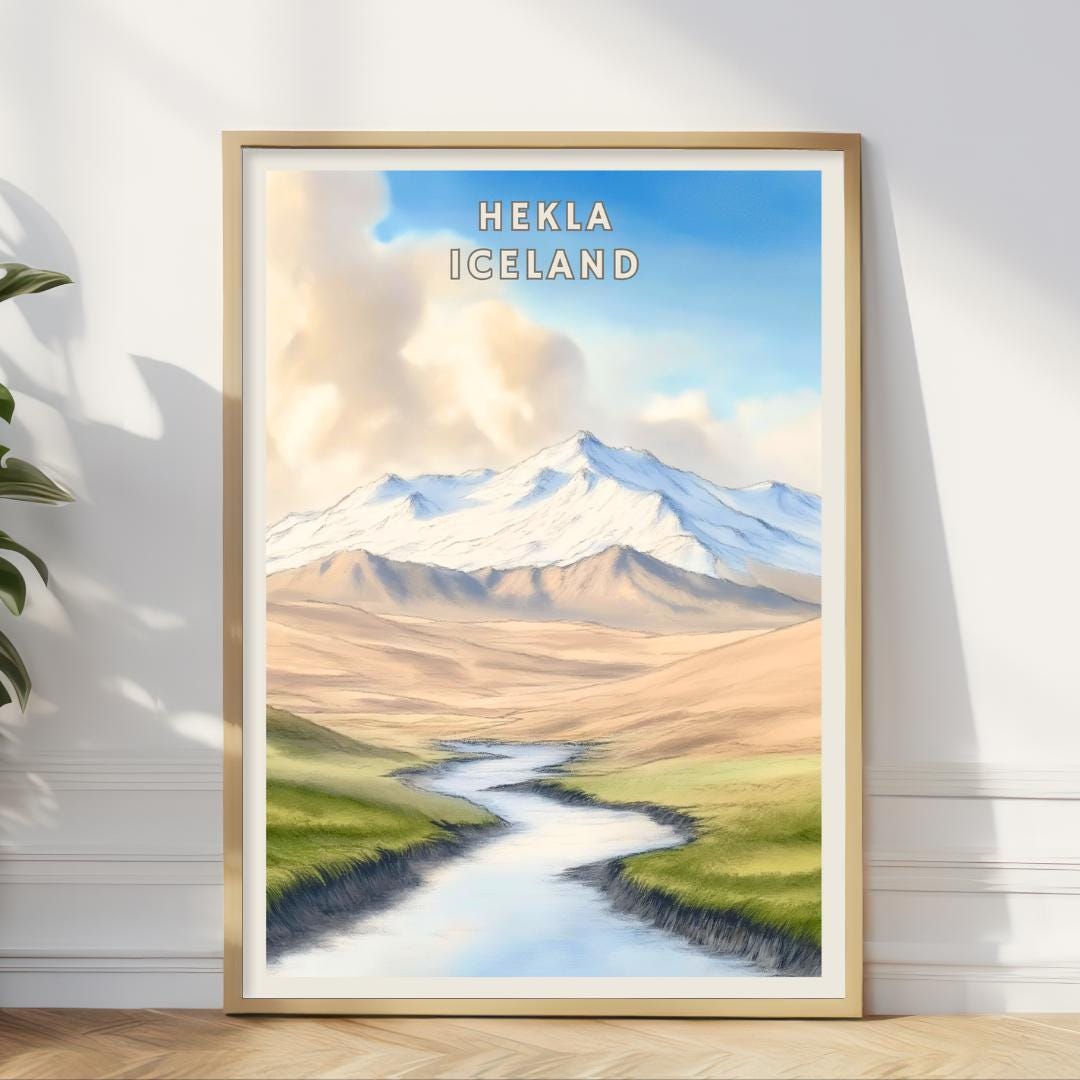 Hekla Iceland Poster: Snowy Volcano Nordic Landscape Art - Etsy