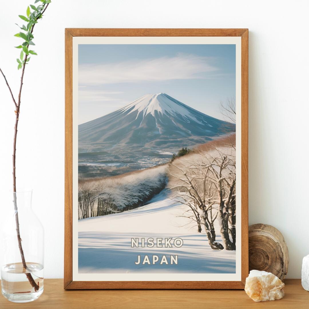 Niseko Japan Poster, Snowy Mountain Landscape Wall Art, Hokkaido Winter ...