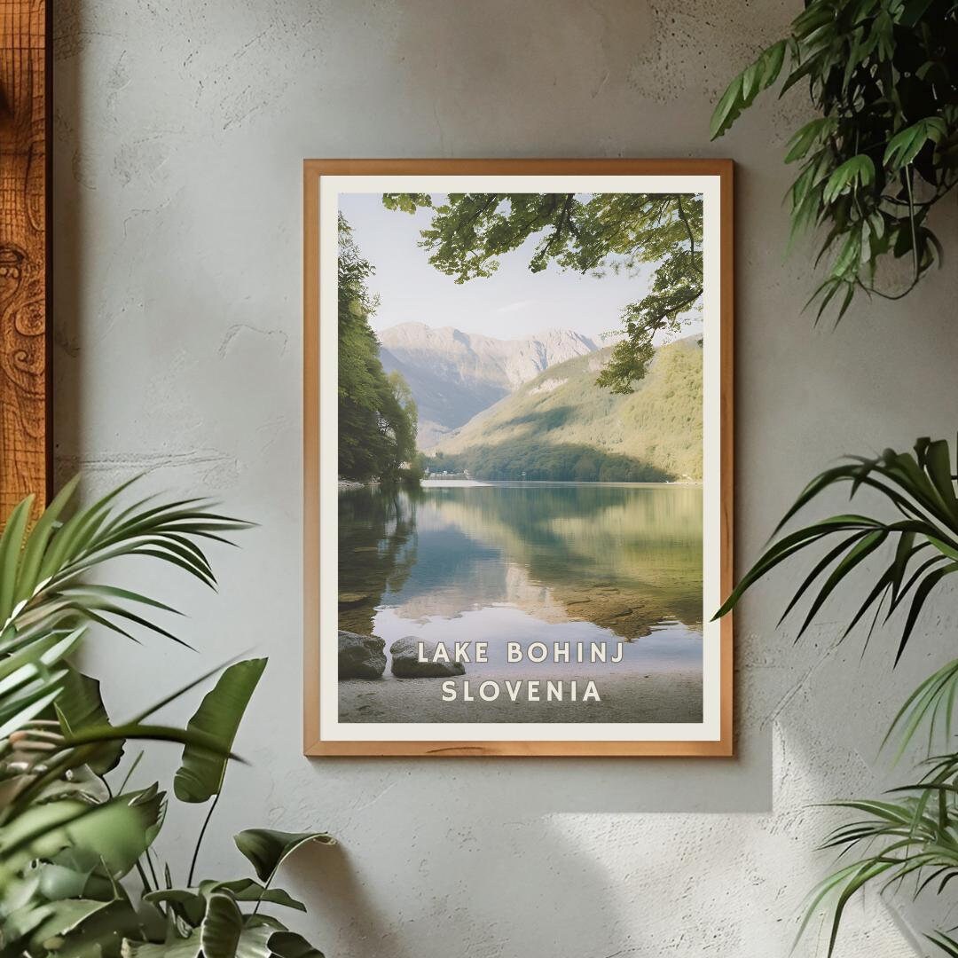 Lake Bohinj Slovenia Poster, Alpine Lakes Scenic Print, Peaceful Natural Landscape Wall Art ...