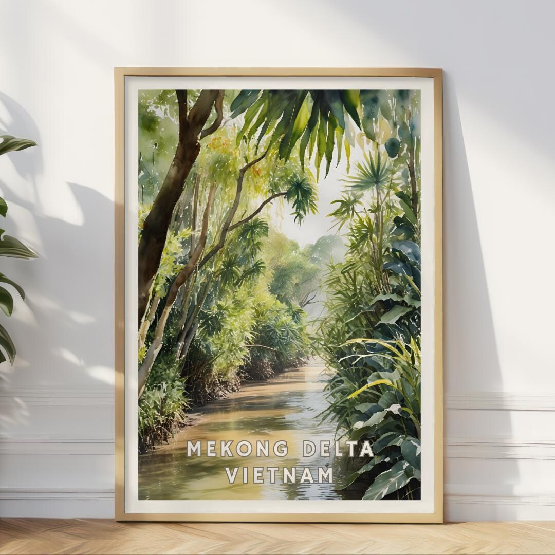 Mekong Delta Vietnam Poster, Tropical Jungle Wall Art, Lush River ...