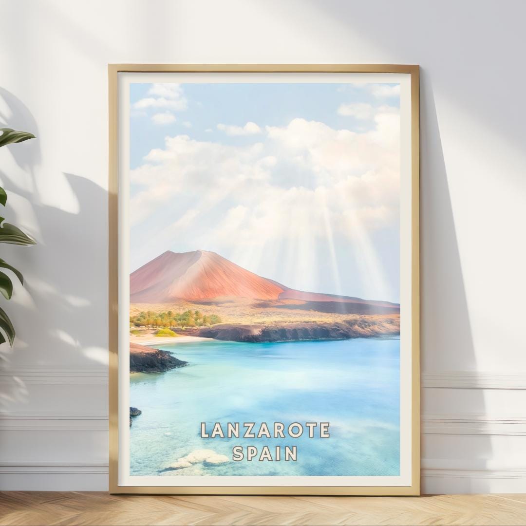 Lanzarote Spain Poster, Canary Islands Wall Art, Volcanic Landscape ...
