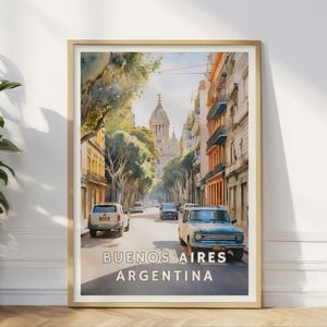 Buenos Aires Argentina Travel Wall Art, City Street Scene, Urban Architecture Poster, Latin ...