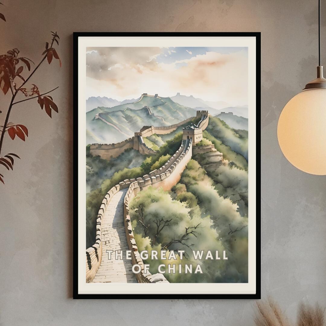 Great Wall of China Poster, Traditional Chinese Travel Wall Art ...