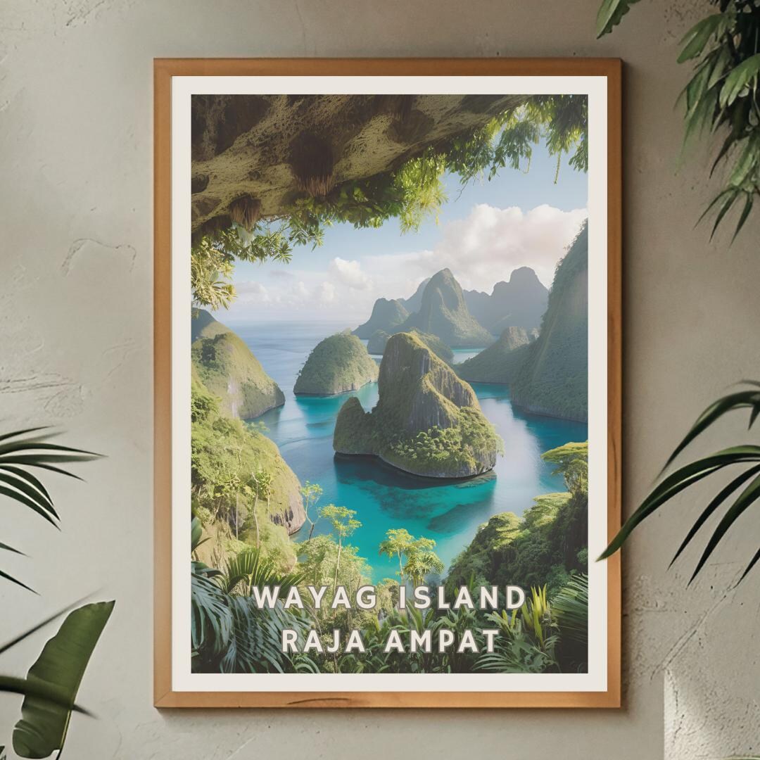 Wayag Island Raja Ampat Poster, Indonesian Adventure Wall Art, Tropical ...