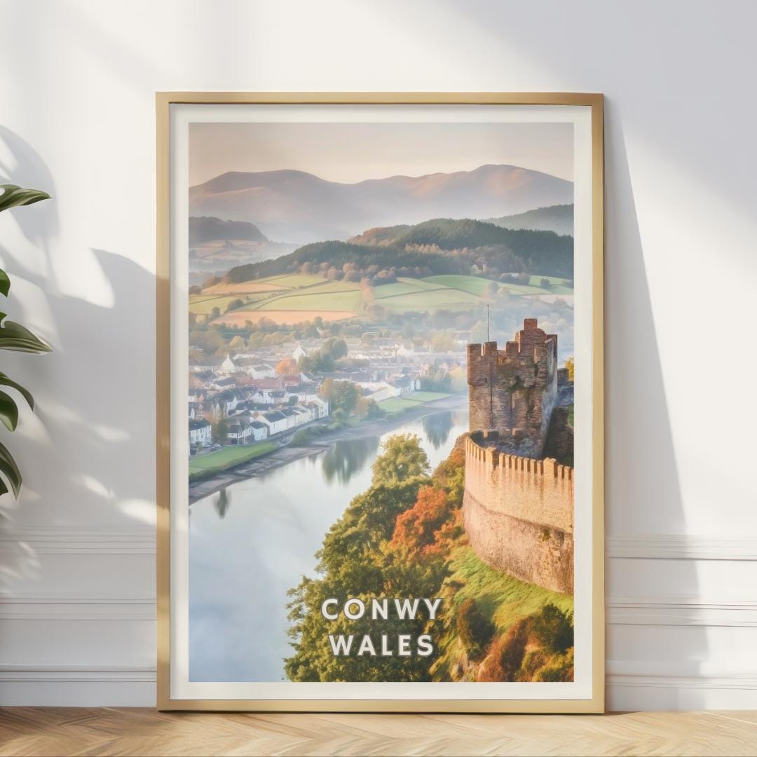 Conwy Wales Poster, Historic Castle Print, Welsh Landscape Wall Art ...