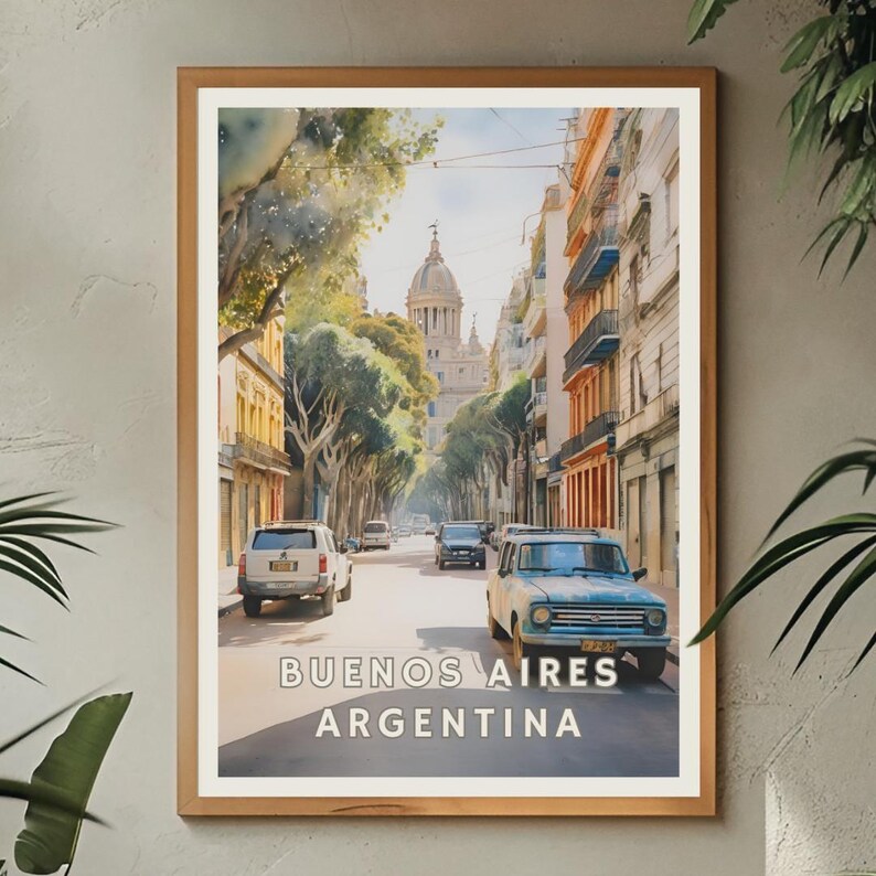 Buenos Aires Argentina Travel Wall Art, City Street Scene, Urban Architecture Poster, Latin ...