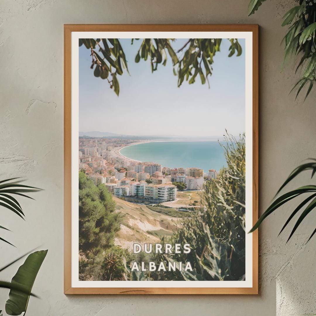 Durres Albania Poster, Balkan City Skyline Wall Art, Albania Travel ...