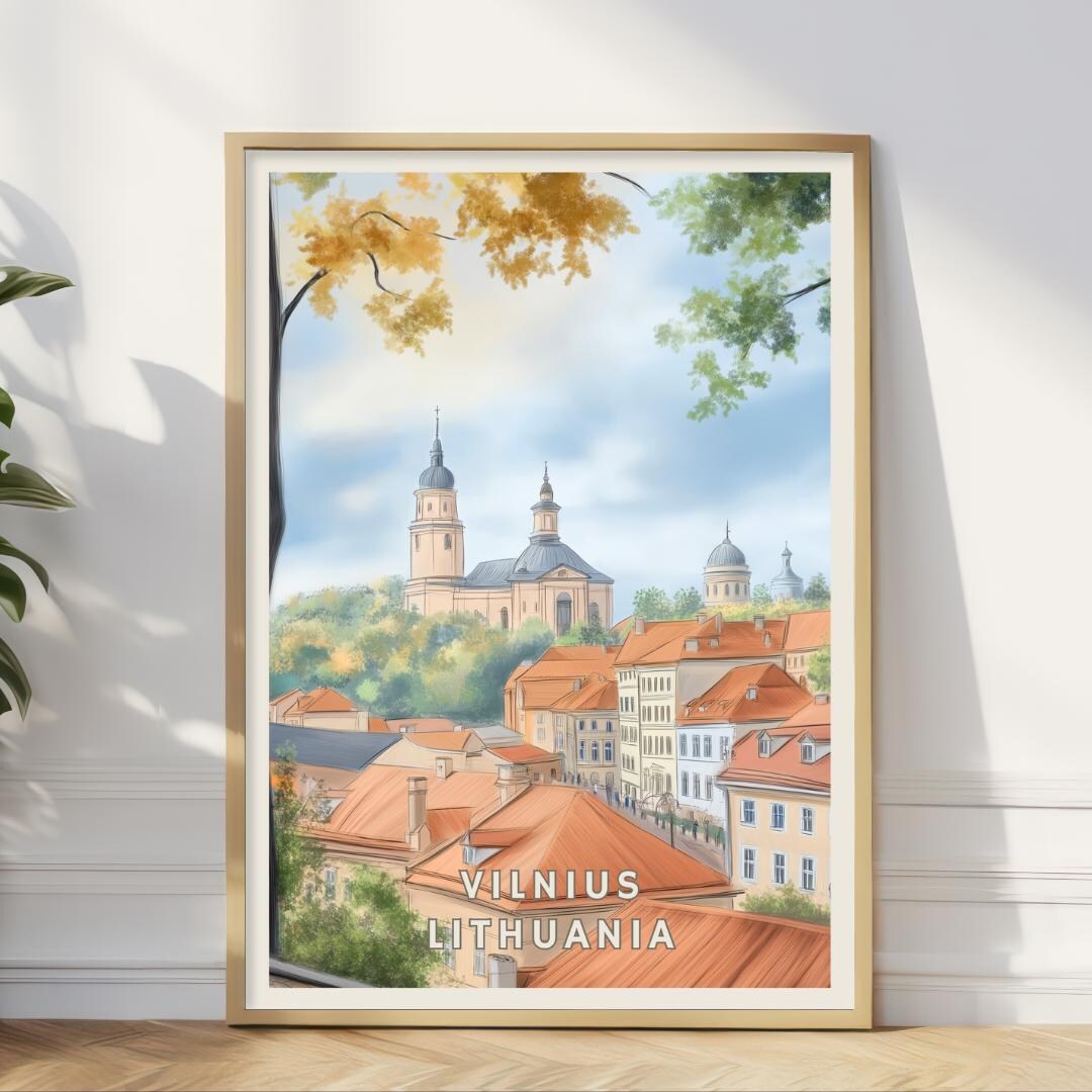 Vilnius Lithuania Poster, Baltic City Wall Art, Historic Architecture ...