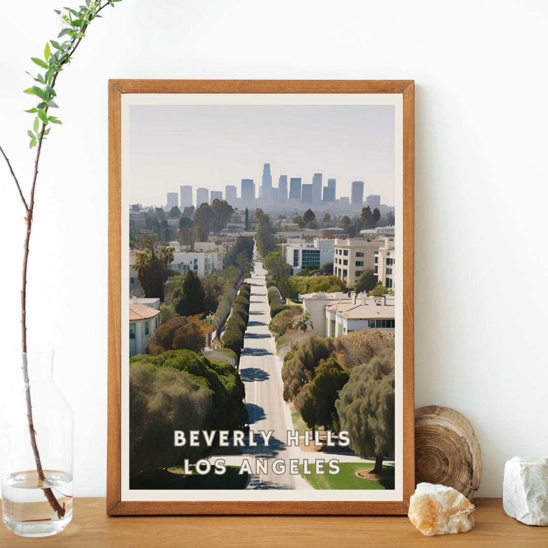 Beverly Hills Los Angeles Poster, California City Skyline Wall Art, LA ...
