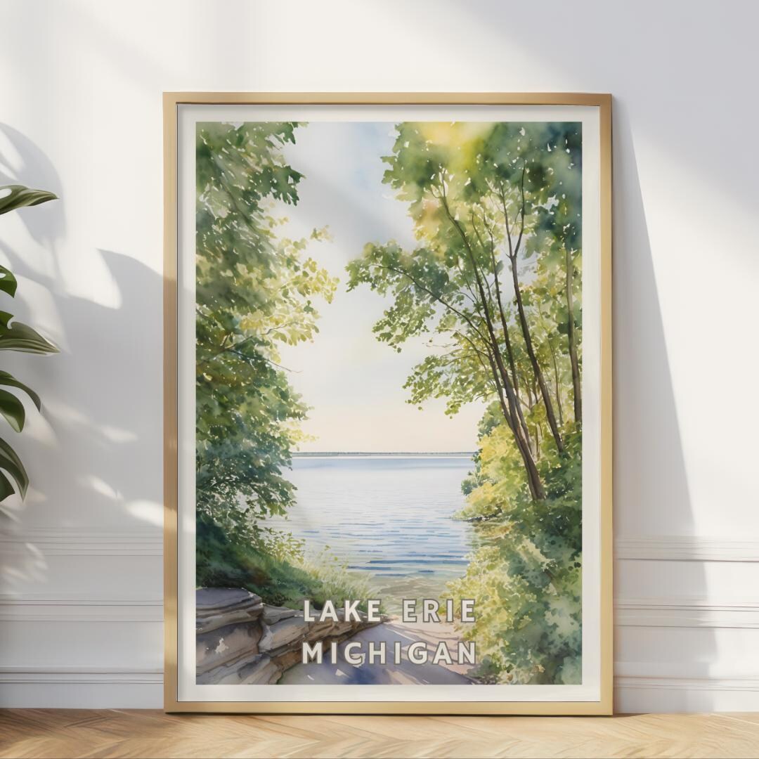 Lake Erie Michigan Poster, Summer Wall Art, Great Lakes Nature Print ...