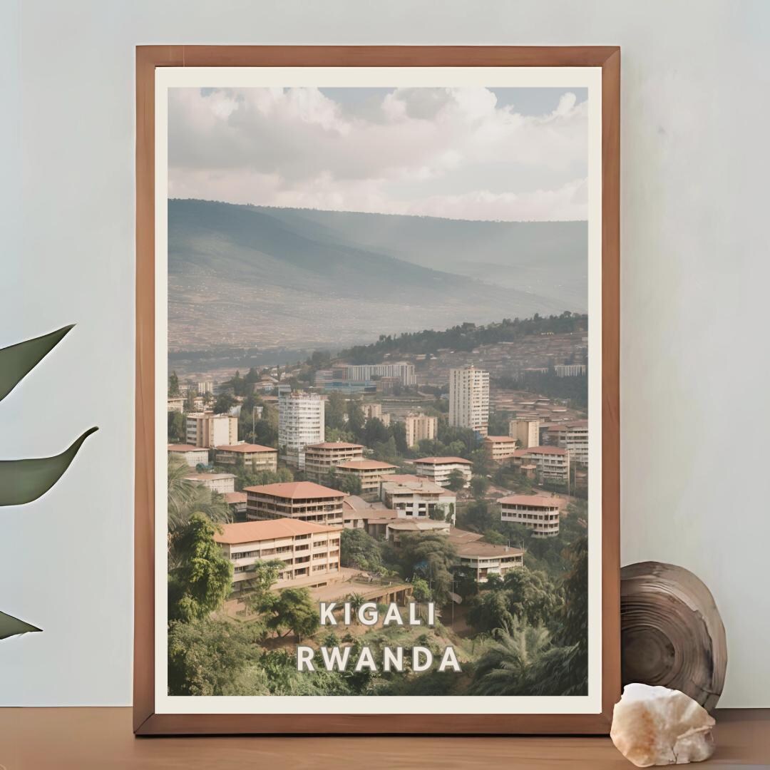 Kigali Rwanda Skyline Poster, East Africa Travel Print, Contemporary ...