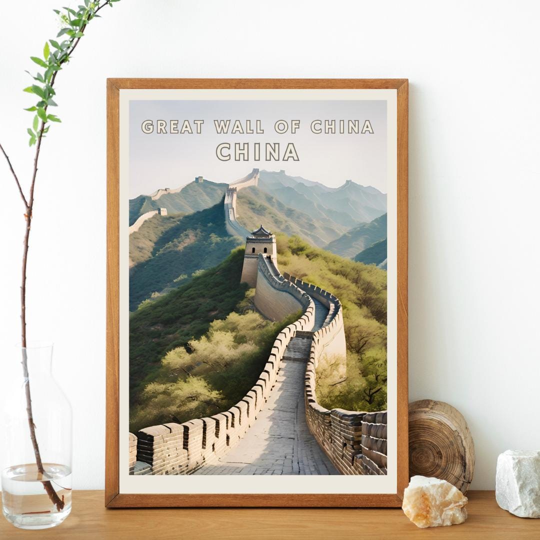 Great Wall of China Poster, Art Print, Travel, Wall Decor, Gift ...
