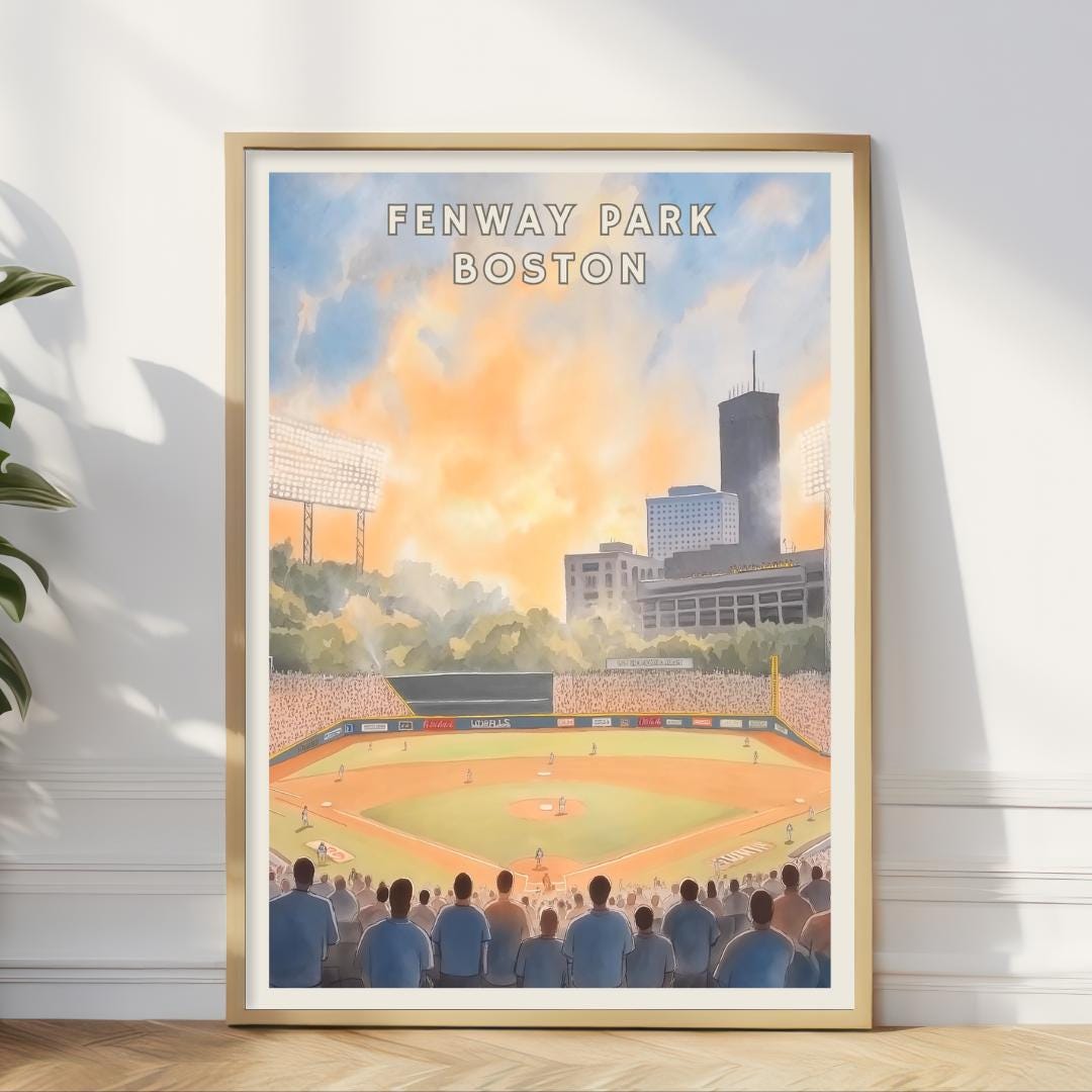 Fenway Park Boston Poster, Historic Baseball Stadium Wall Art, Red Sox ...