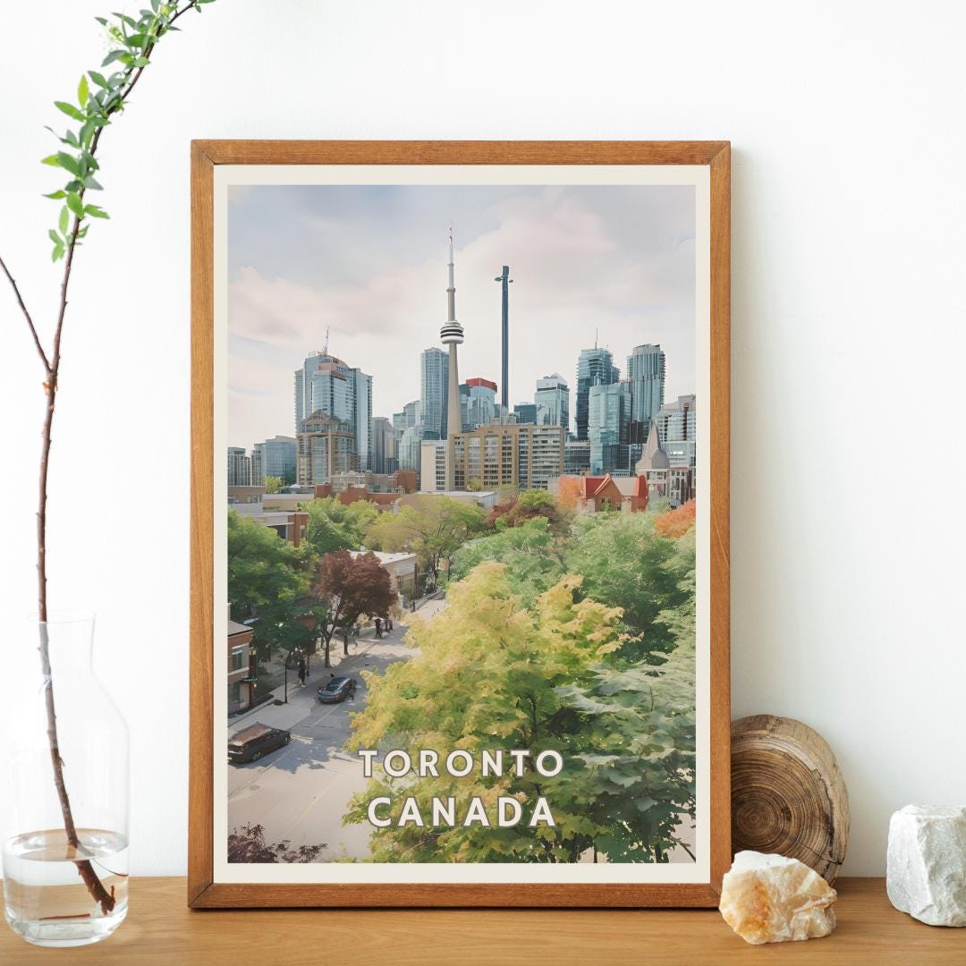 Toronto Canada Poster, ON Cityscape Art, CN Tower Artwork, Urban ...