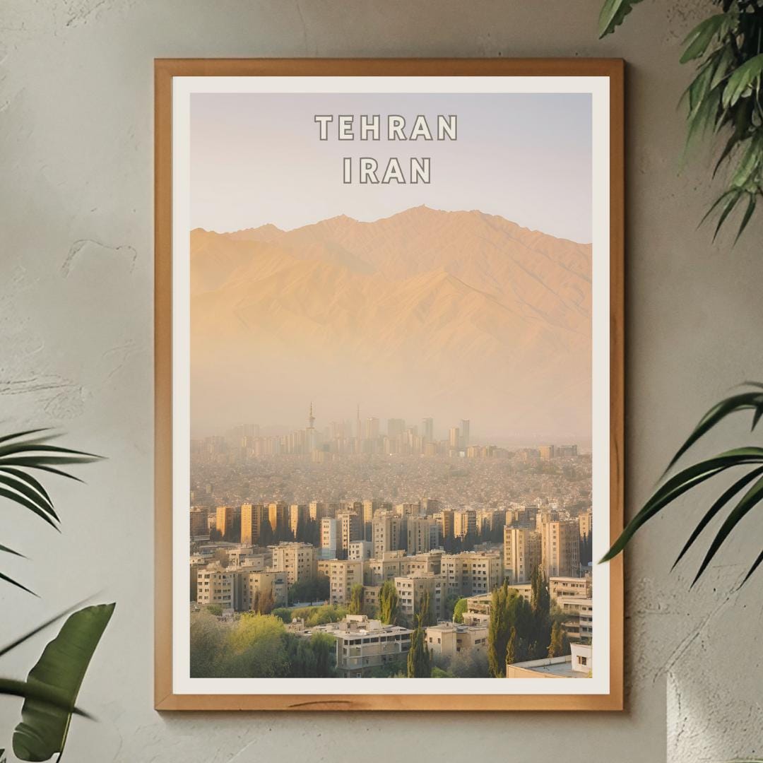 Tehran Iran Poster, Persian Skyline Wall Art, Alborz Mountain Landscape ...