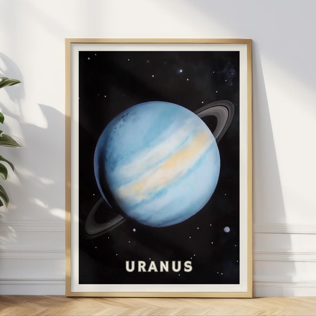 Uranus Planet Poster, Space Wall Art, Solar System Print, Outer Space ...