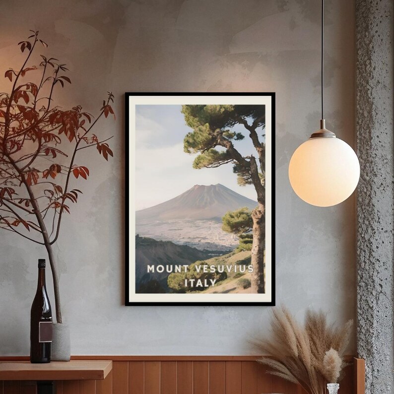 Mount Vesuvius Italy Poster, Volcano Wall Art, Naples Travel Print ...