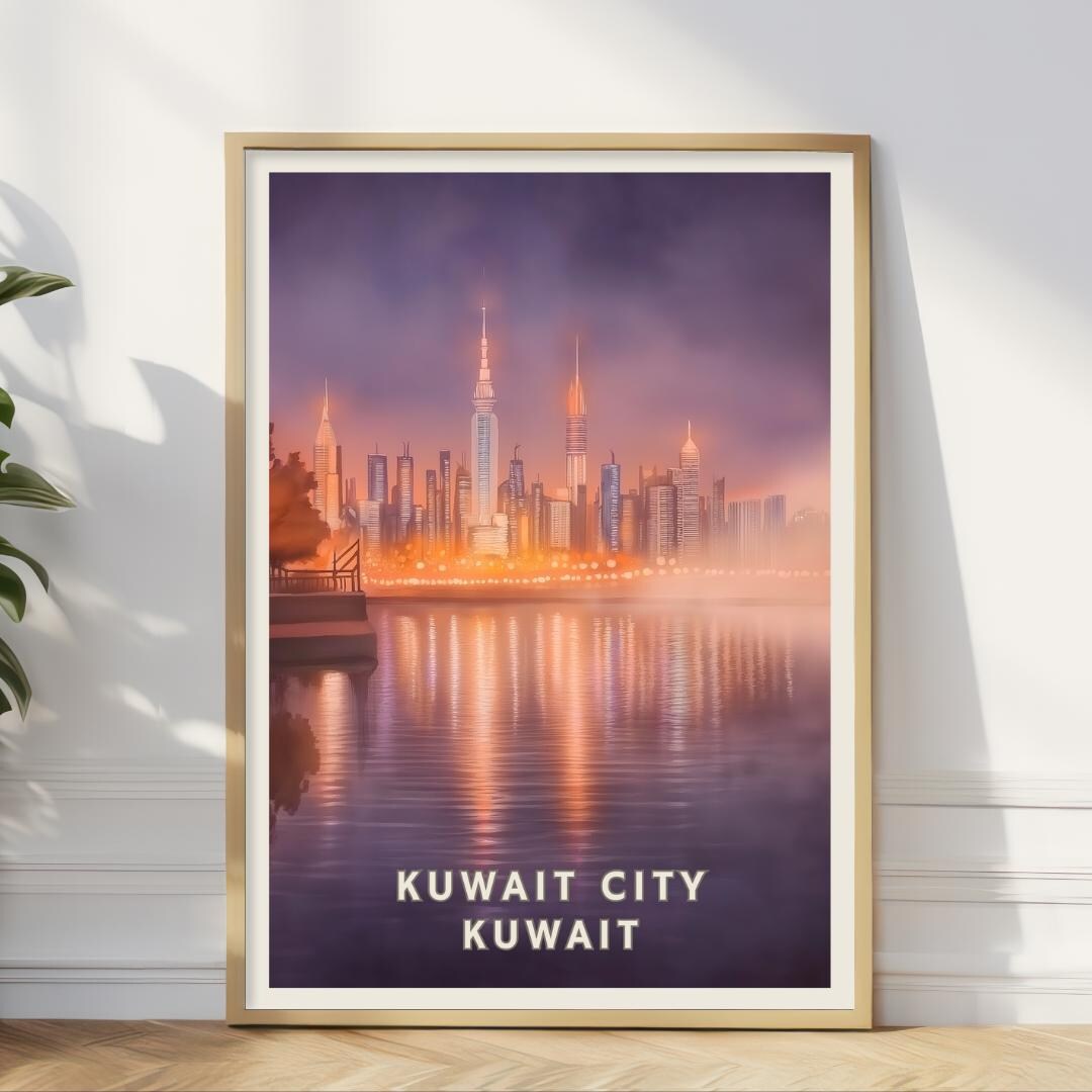 Kuwait City Kuwait Poster, City Skyline Wall Art, Middle Eastern Print ...