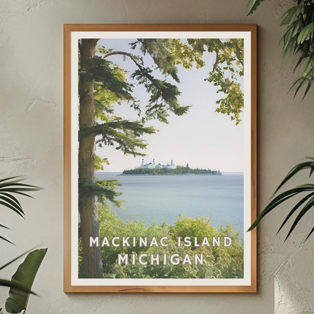 Mackinac Island Michigan Poster, Lake Print, Midwest Great Lakes ...