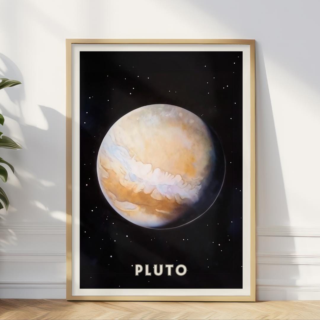 Pluto Planet Poster, Solar System Wall Art Print, Dwarf Planet Decor ...