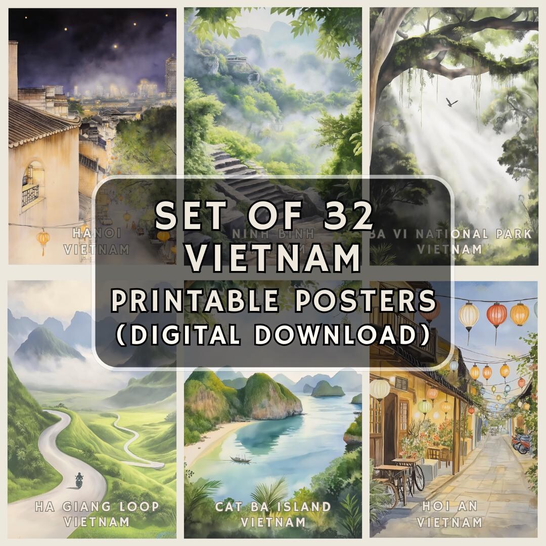 Vietnam Travel Poster Set: Southeast Asia Art Prints (digital Download ...