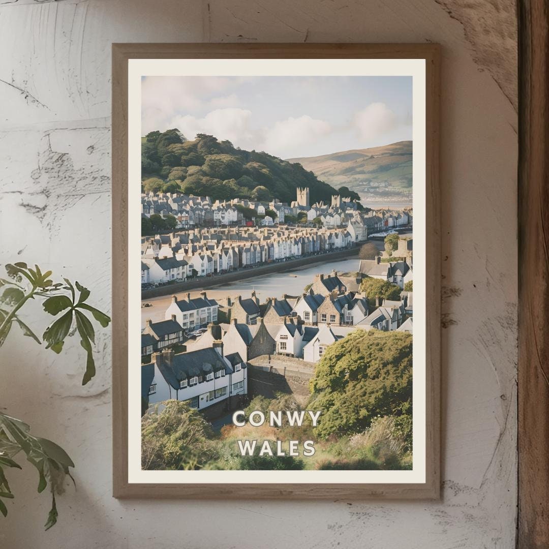 Conwy Wales Poster, Historic Town Wall Art, Medieval Castle Coastal ...